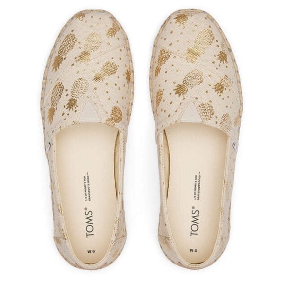 Toms | Shoes | New Toms Women Rosegold Foil Pineapple Alpargata Rope ...